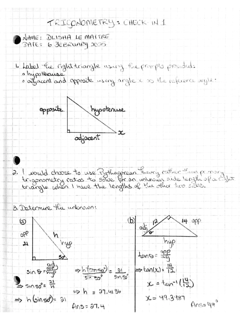 Trigonometry Check in 1 | PDF