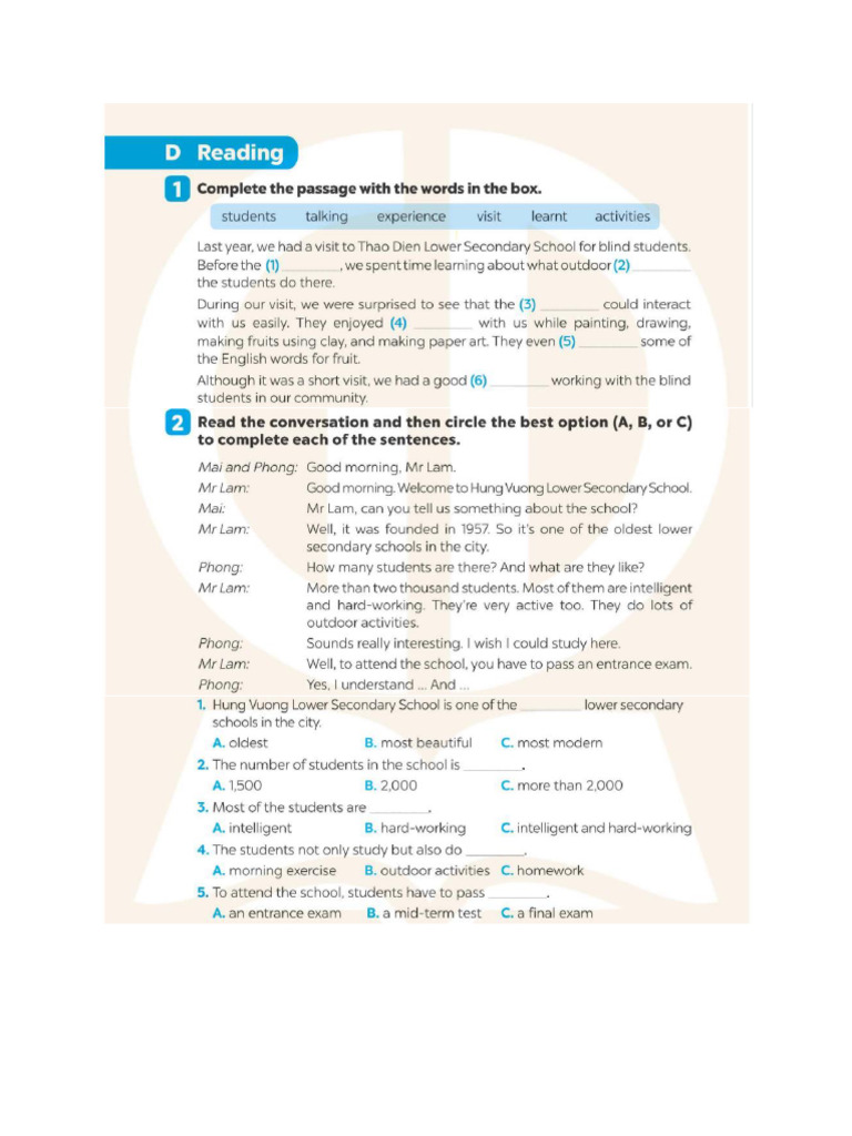 Unit 6 Reading SBT | PDF