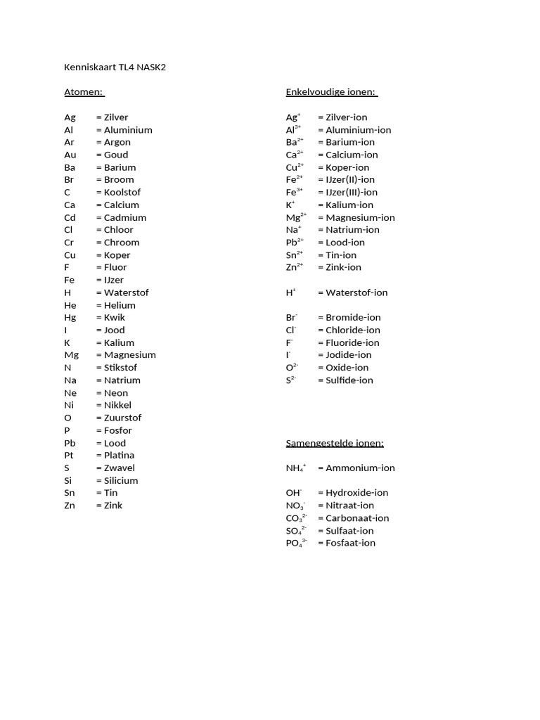 Kenniskaart TL4 NASK2 | PDF