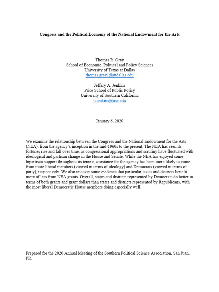 Gray Jenkins SPSA 2020 | PDF | United States Congress | American Government