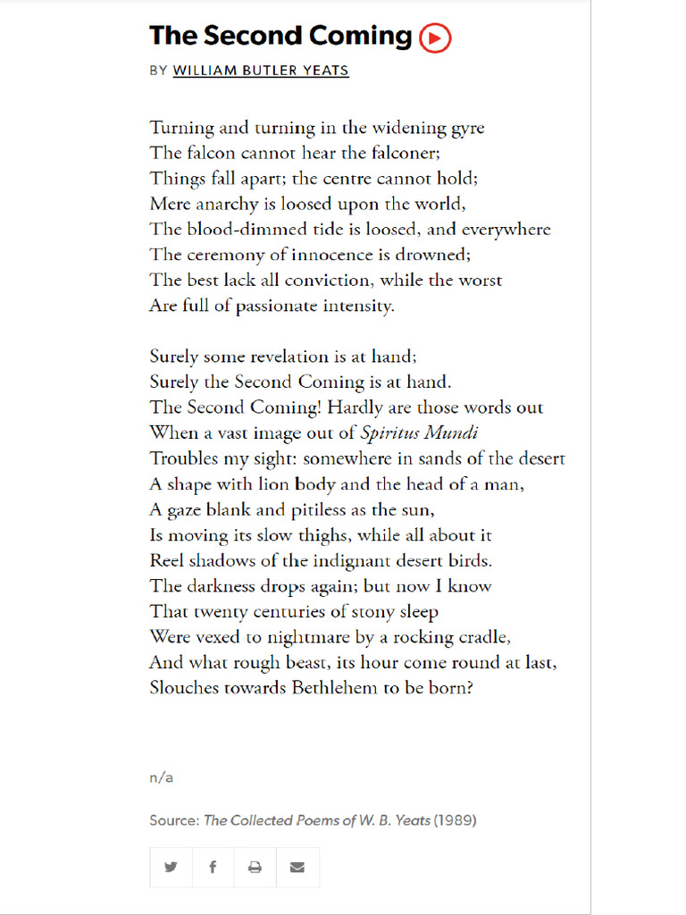 English Poem - The Second Coming | PDF