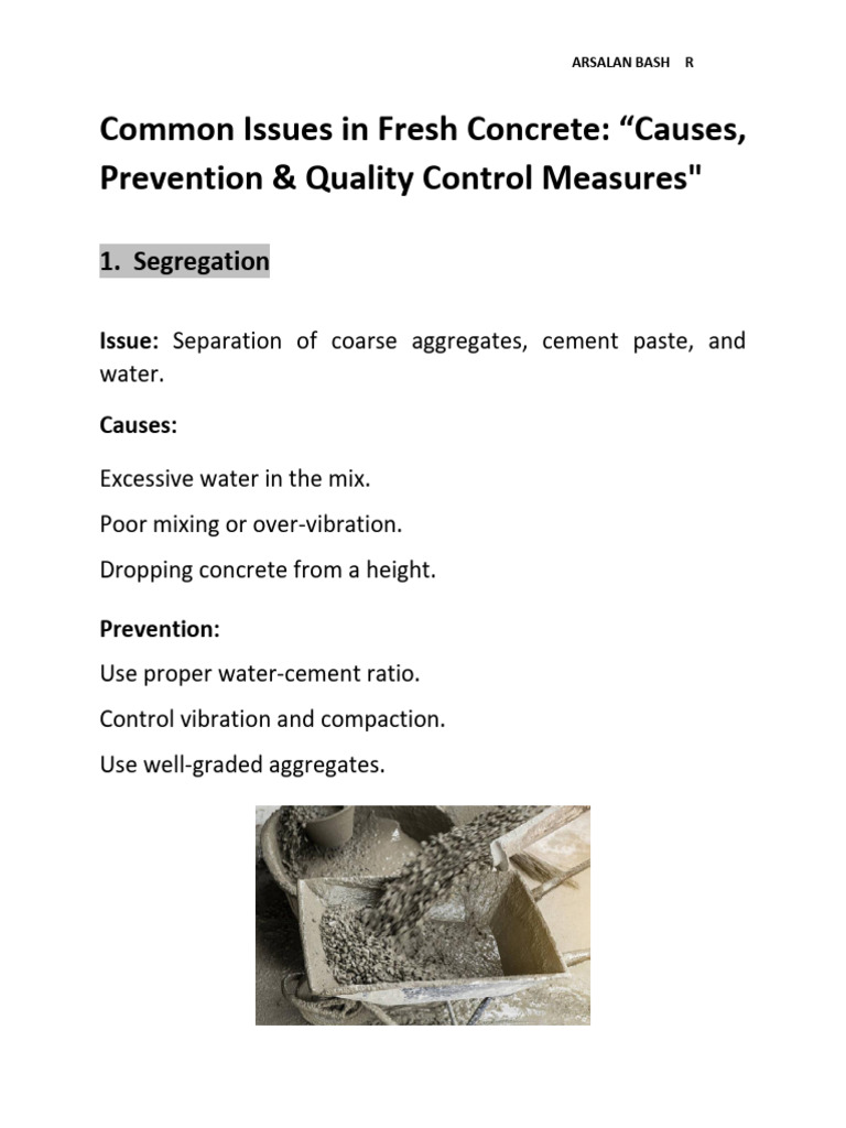 Common Fresh Concrete Issues & Solutions | PDF | Concrete | Mechanical ...