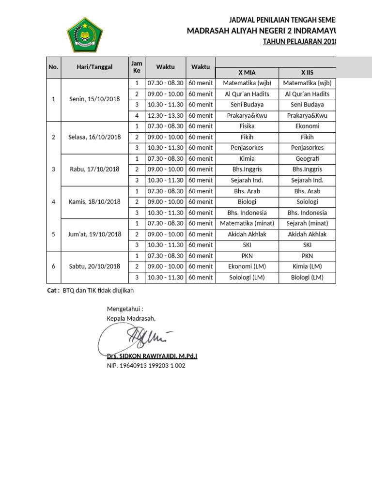 Jadwal PTS | PDF