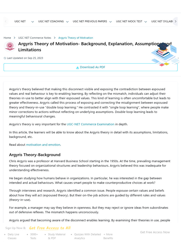Argyris Theory of Motivation Explained | PDF | Leadership | Change ...
