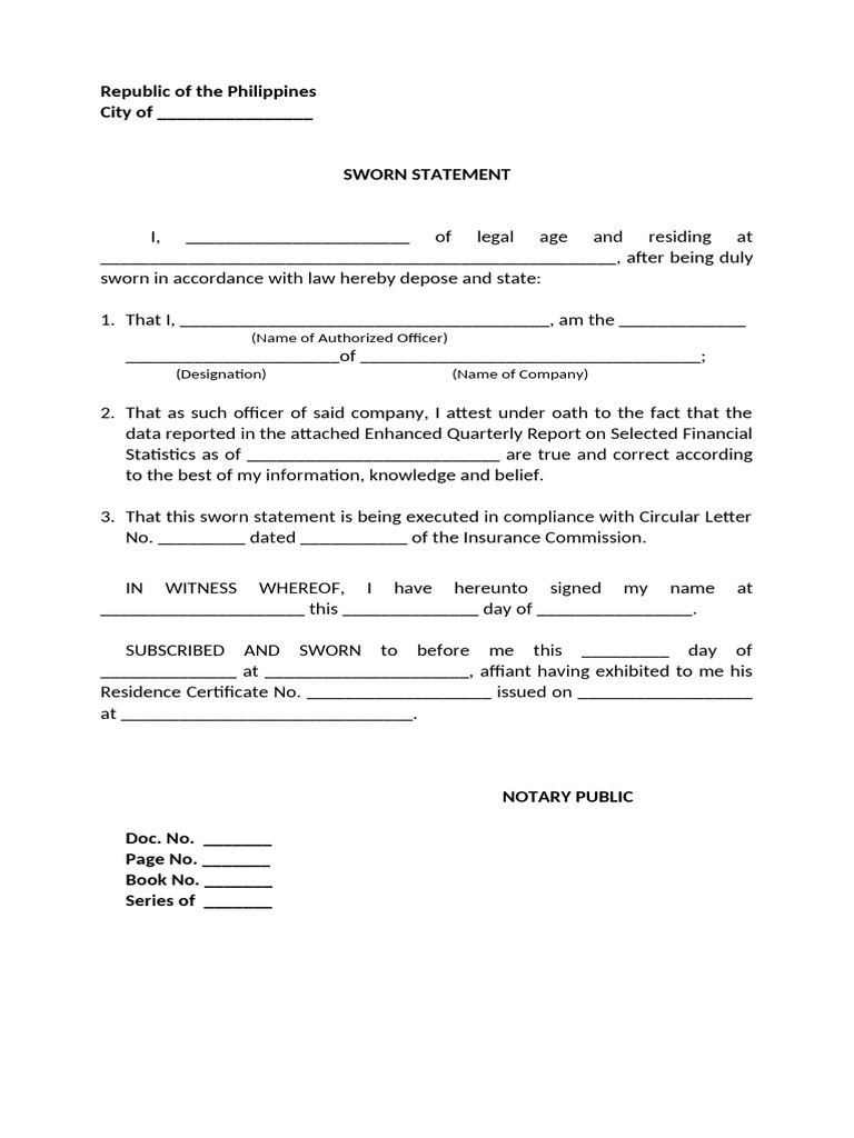 ANNEX E Sworn Statement | PDF