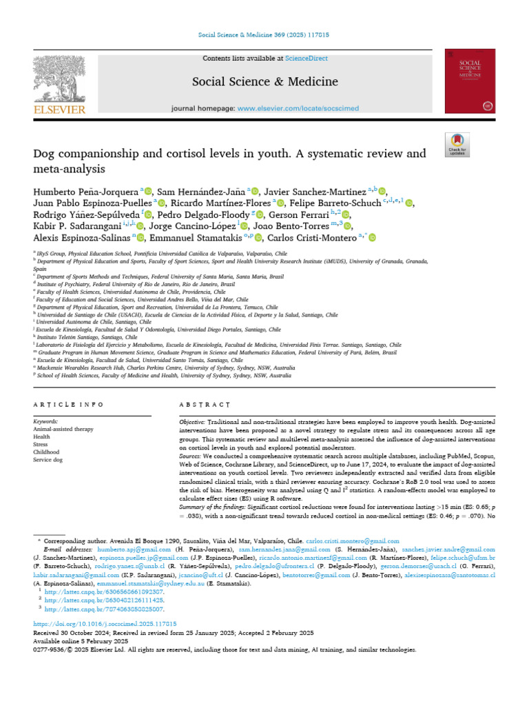 Dog Companionship and Cortisol Levels in Youth A Syste - 2025 - Social ...