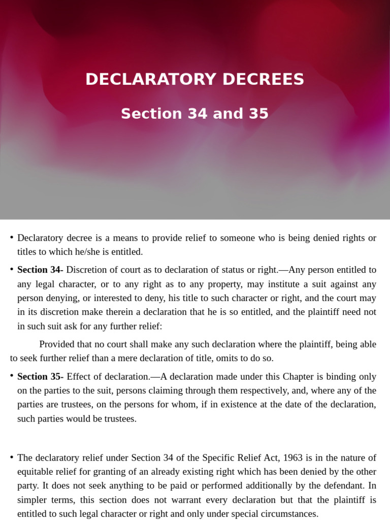 Understanding Declaratory Decrees in Law | PDF | Legal Remedy | Lawsuit