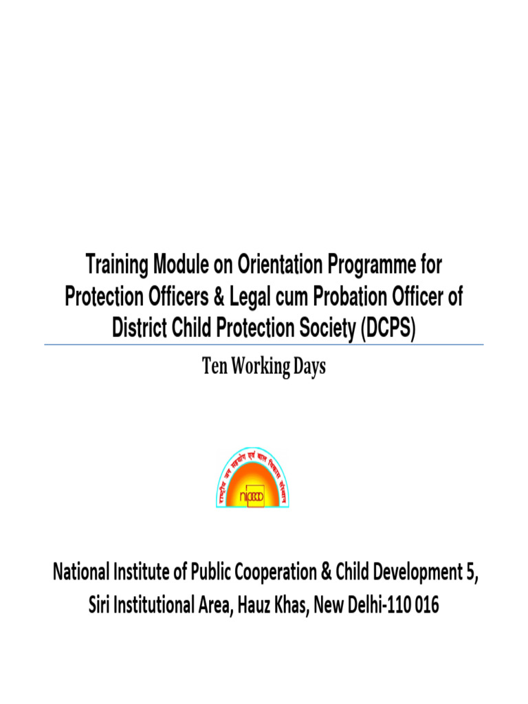 Training Module For Protection Officers - Legal Cum Probation Officer of DCPS | PDF | Child ...