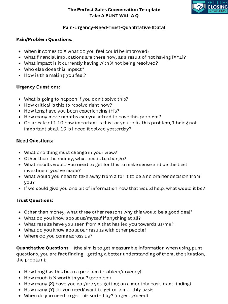 Perfect Sales Conversation Template | PDF