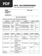 Class 10 Chemical Formulas List | PDF | Hydroxide | Oxide