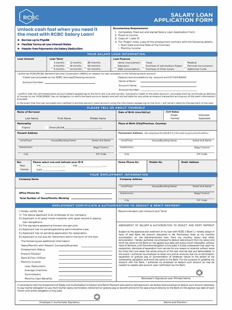 Editable SALARY LOAN APPLICATION FORM | PDF | Loans | Interest