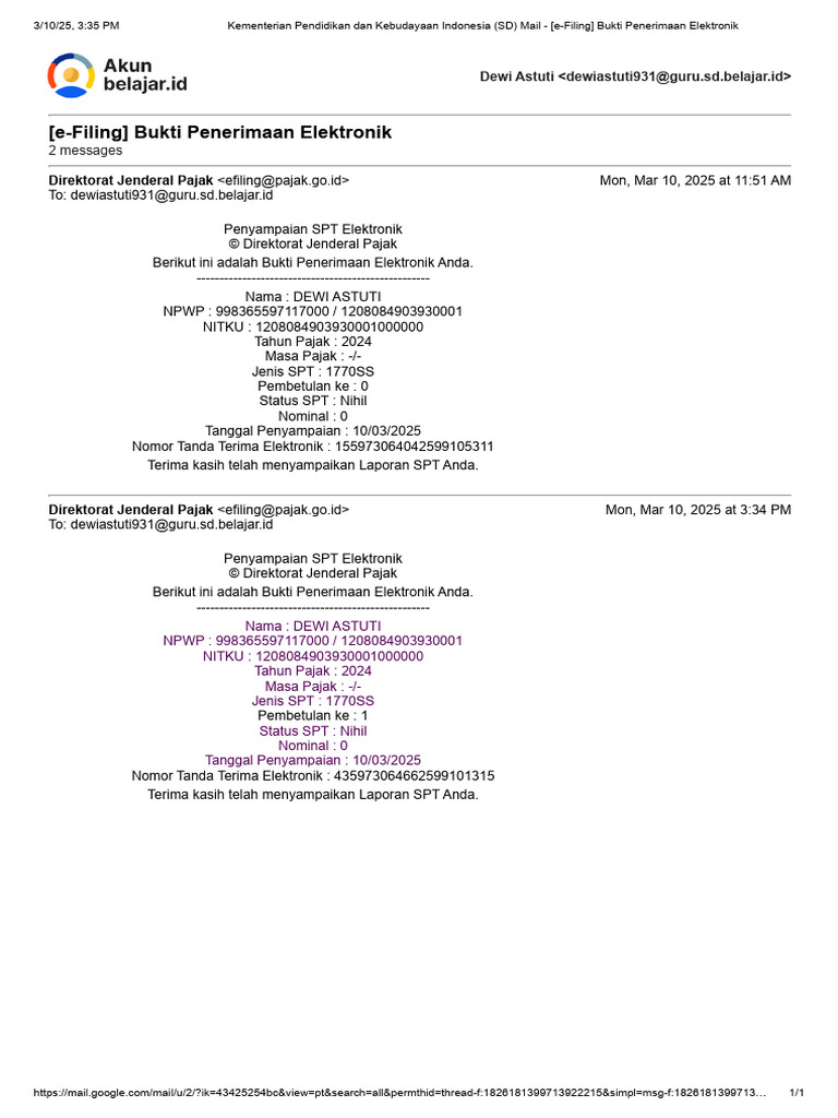 SPT Dewi Astuti 2024 | PDF