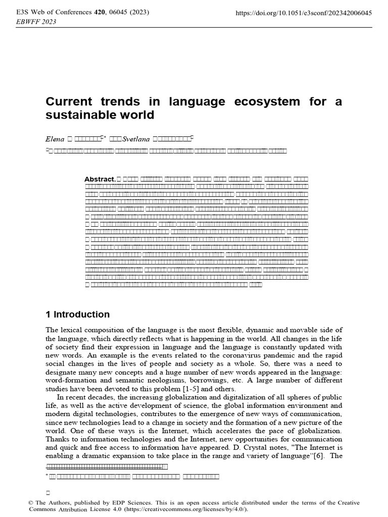 Trends in Language Ecosystem Dynamics | PDF | Human Communication ...
