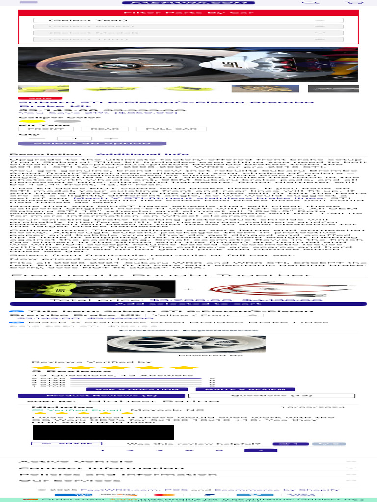 Subaru STI Brake Kit for WRX | PDF | Motor Vehicle | Wheeled Vehicles