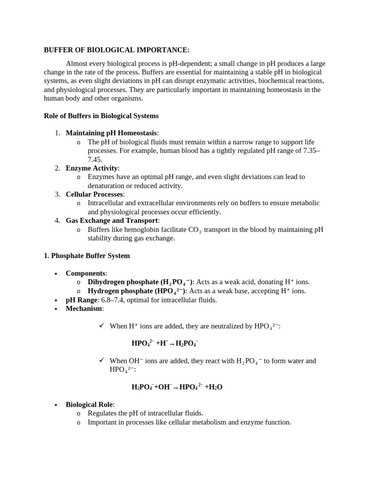 Buffer of Biological Importance | PDF | Buffer Solution | Ph