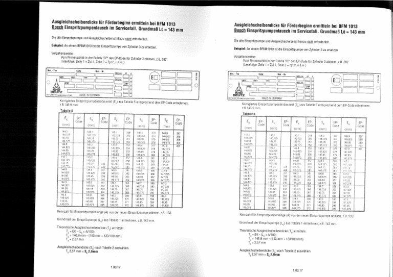 Deutz BFM 1013 Gegevens Injectoren | PDF