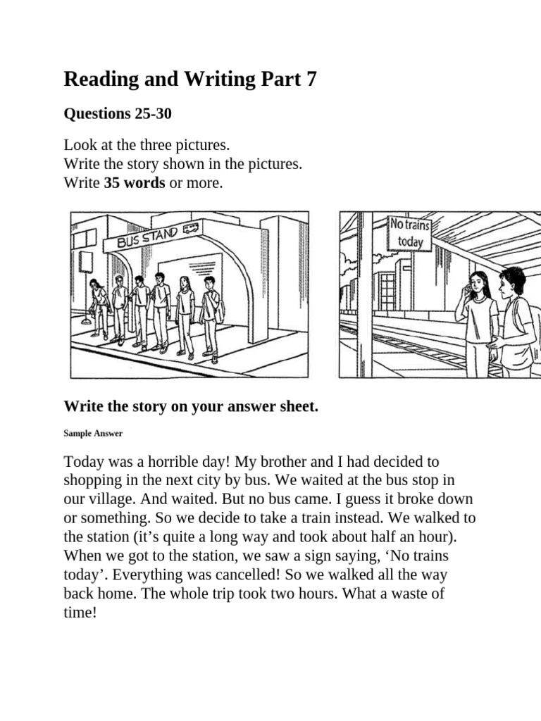 Reading and Writing Part 7 | PDF