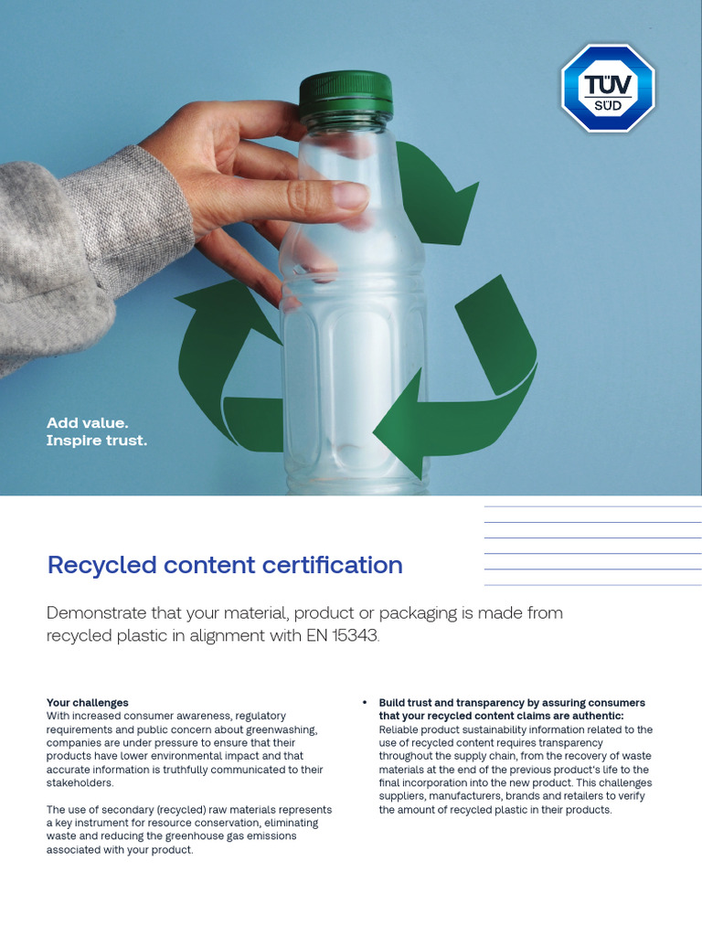 Recycled Content Certification Overview | PDF | Recycling | Product ...