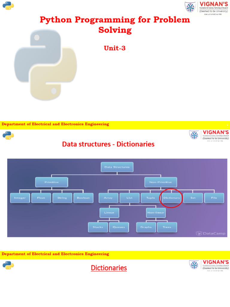 UNIT-III - Part-3 (Dict and Sets) | PDF | Bracket | Parameter (Computer Programming)