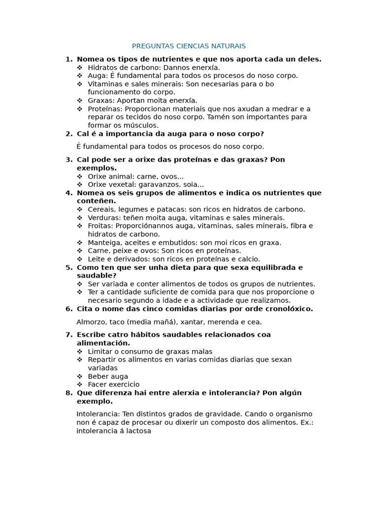 PREGUNTAS CIENCIAS Con Respuesta | PDF