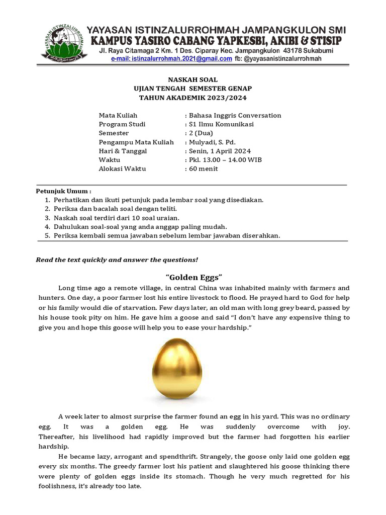 UTS_Bahasa_English_Semester_II | PDF