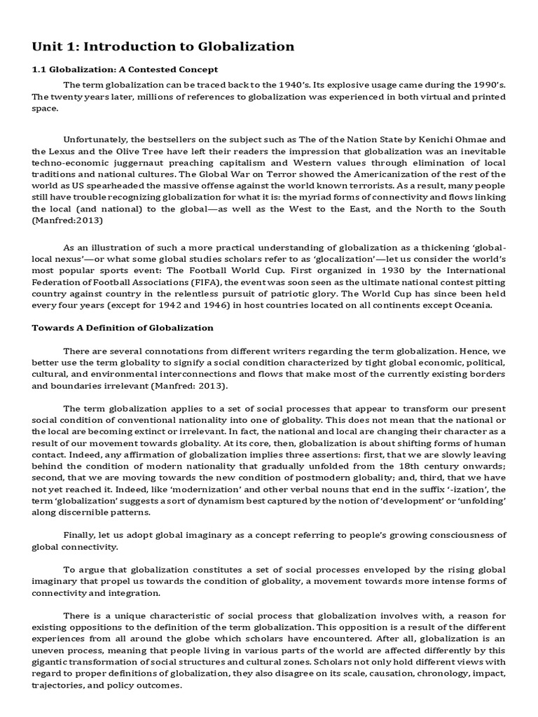 Unit 1 Introduction to Globalization | PDF | Globalization | Multinational Corporation