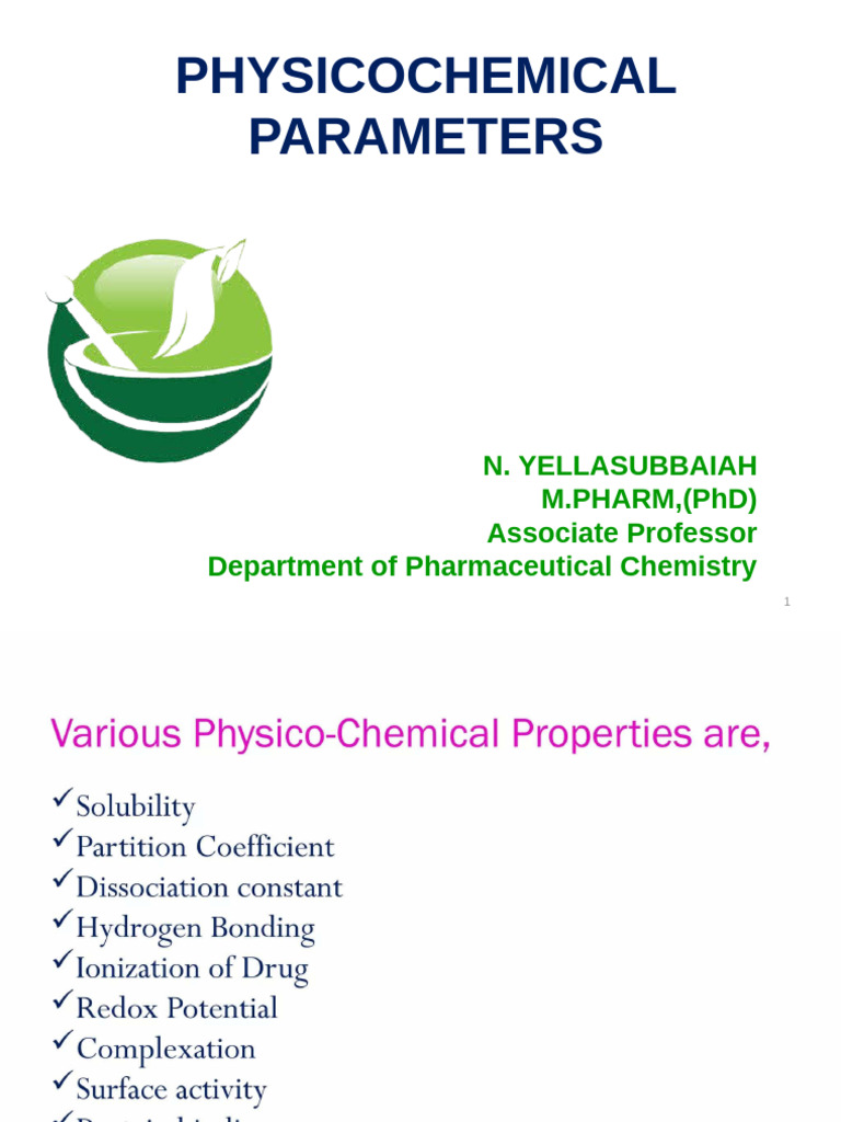 Physicochemical Parameters Overview | PDF