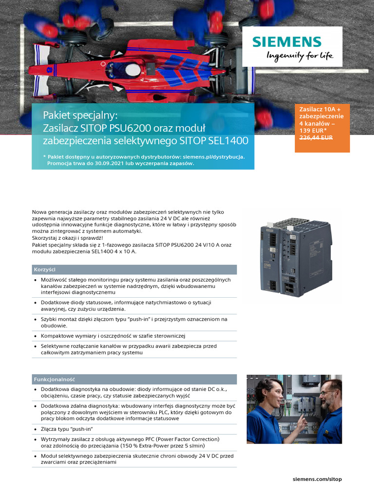 Zasilacz SITOP PSU6200 Oraz Moduł Zabezpieczenia Selektywnego SITOP ...