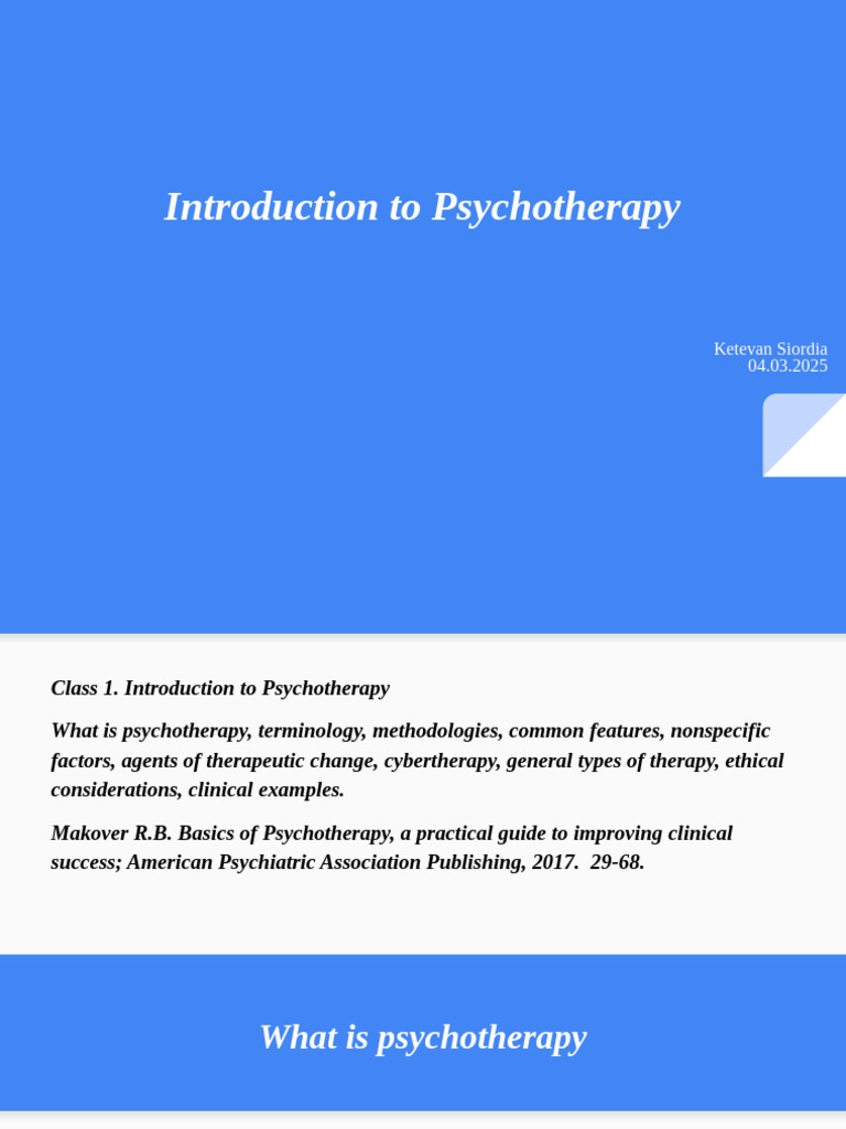 Introduction To Psychotherapy - First Lecture. | PDF | Psychotherapy ...