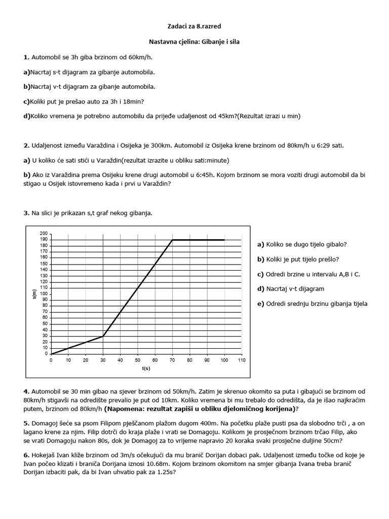 Zadaci 8 Raz Gibanja | PDF