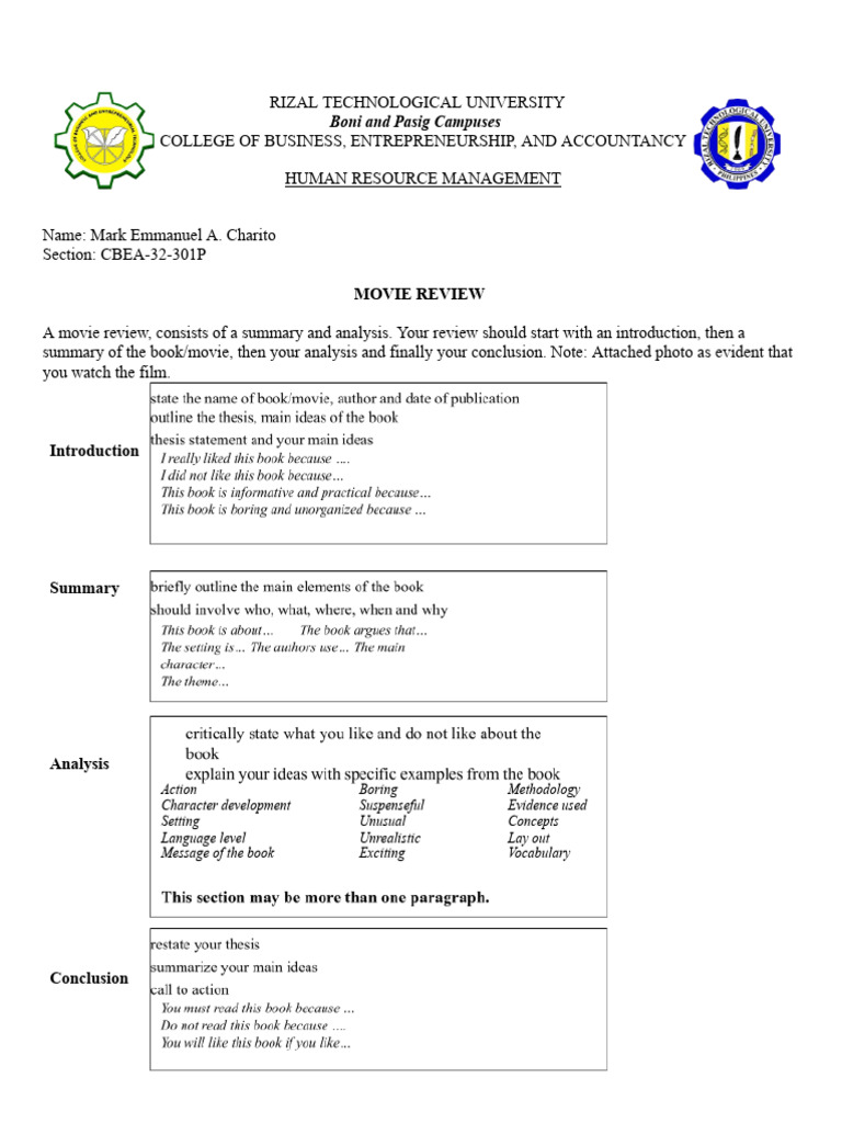 GE-06 - Movie Review - Charito, Mark Emmanuel A. | PDF | Emotions | Empathy