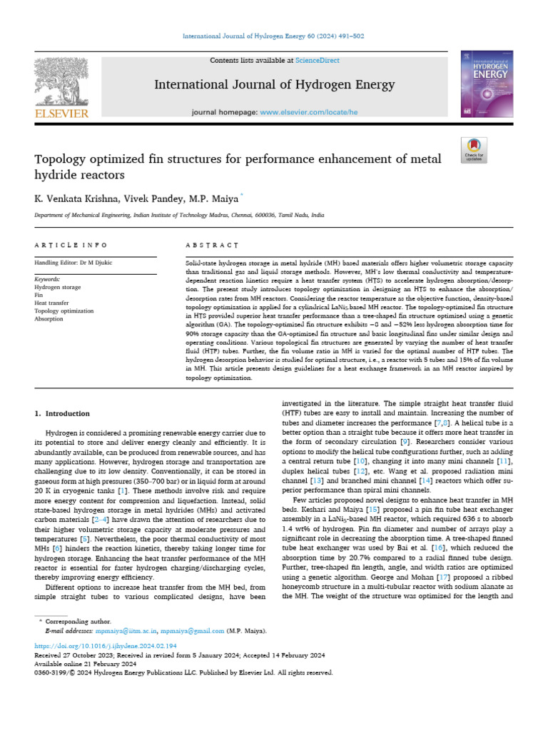 Optimizing Fin Structures for Metal Hydride Reactors | PDF | Heat ...