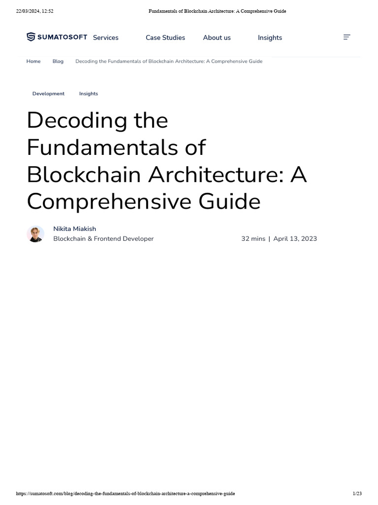 Fundamentals of Blockchain Architecture_ A Comprehensive Guide | PDF ...