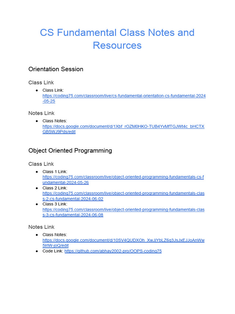 CS Fundamentals Notes for Placement | PDF | Computing | Software ...