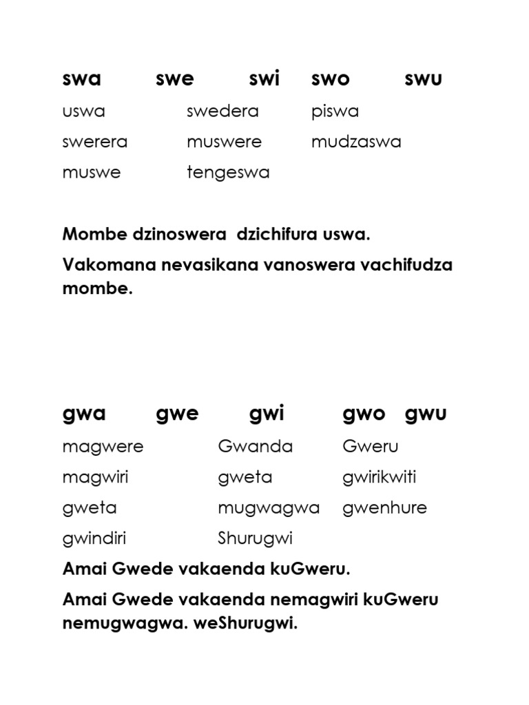 Shona Words and Their Meanings | PDF