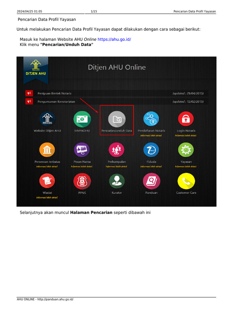 Pencarian Data Profil Yayasan | PDF