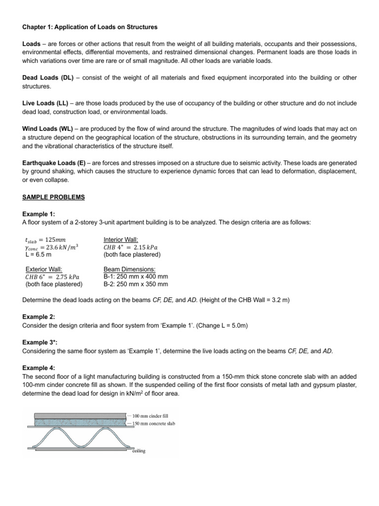 Chapter 1 - Application of Loads On Structures | PDF | Structural Load | Building Engineering
