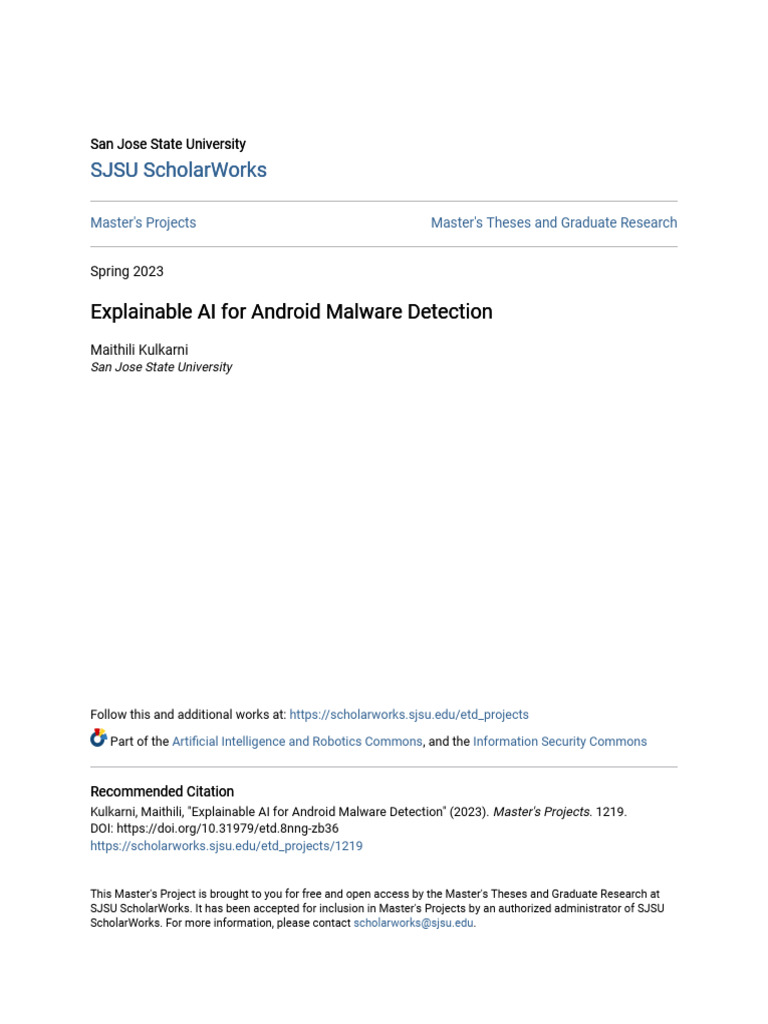 Explainable Ai For Android Malware Detection Pdf Machine Learning