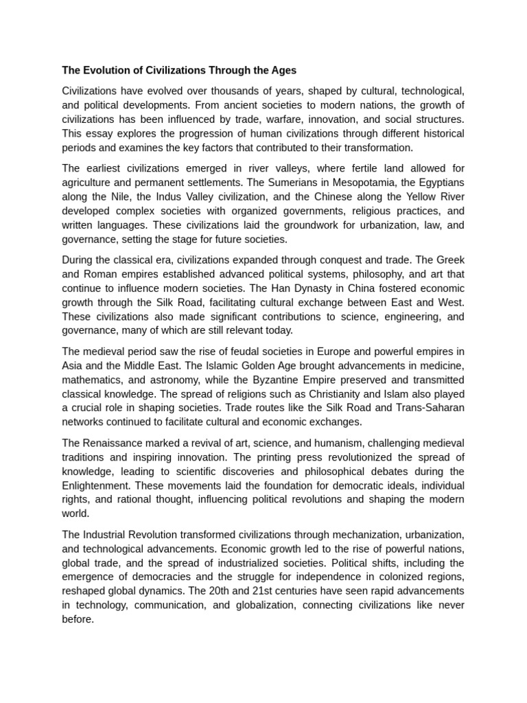 The Evolution of Civilizations Through The Ages | PDF | Civilization ...