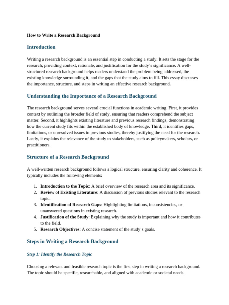 Class Notes, Making A Reseach Backgound, 101 | PDF | Methodology ...