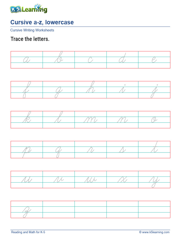 Trace Cursive Letters a z Lowercase | PDF