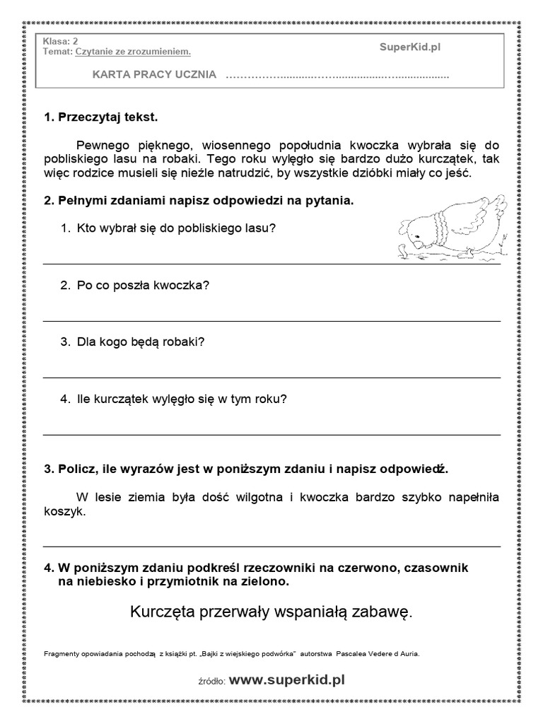 Czytanie Ze Zrozumieniem Klasa 2 | PDF