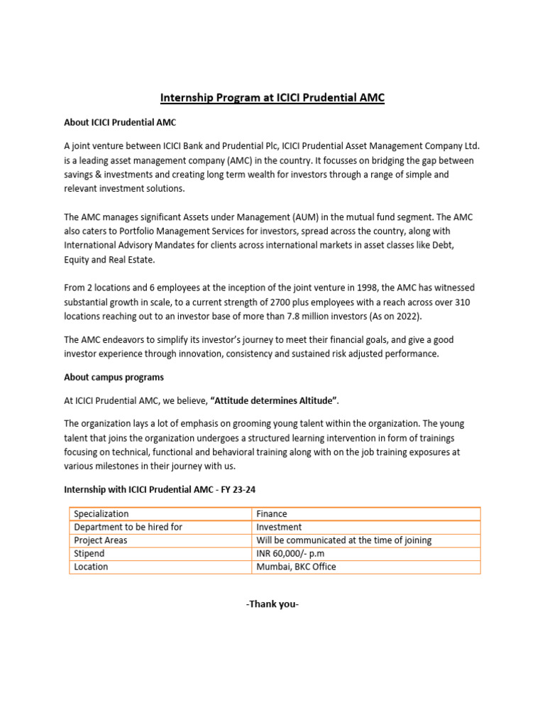 Icici Prudential Amc - JD | PDF