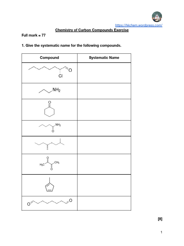 Carbon Compounds Chemistry Exercises | PDF | Polymers | Polymerization