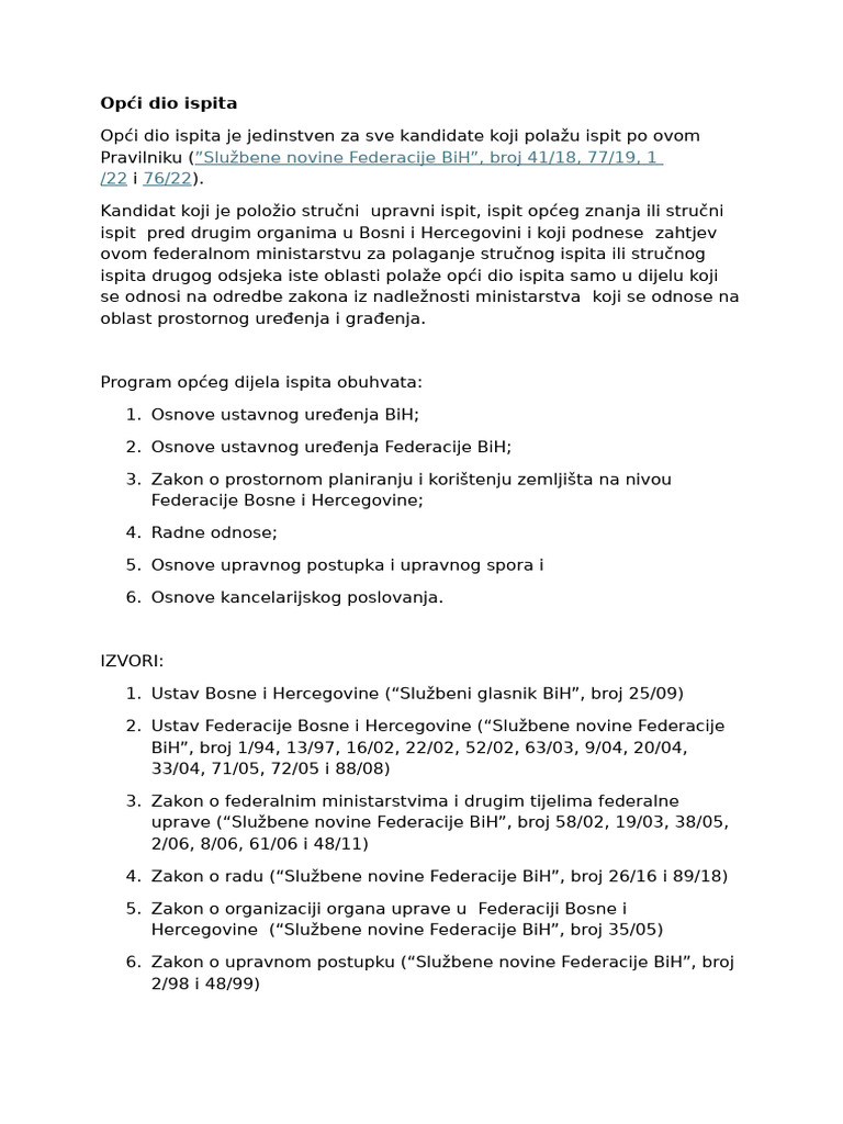 Opći Dio Ispita Za Polaganje Stručnog | PDF
