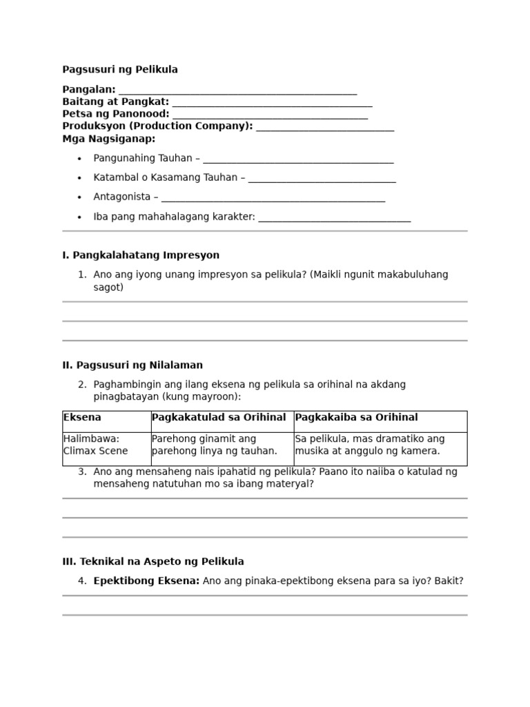 Pagsusuri-ng-Pelikula | PDF