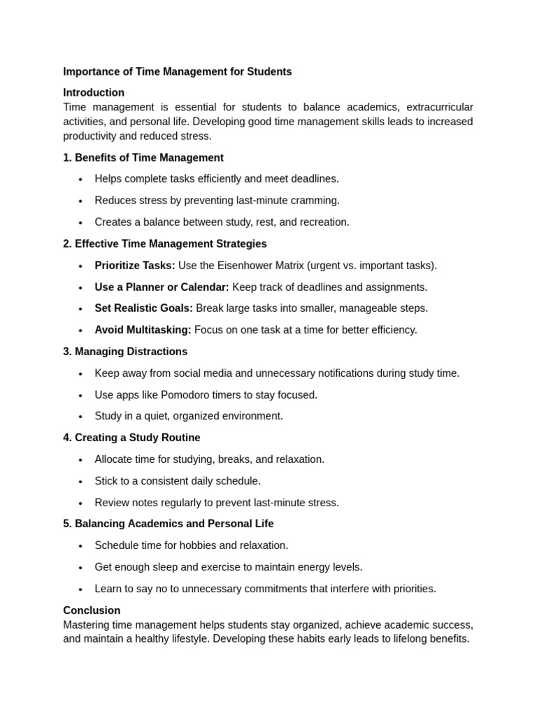 Time Management Tips for Students | PDF