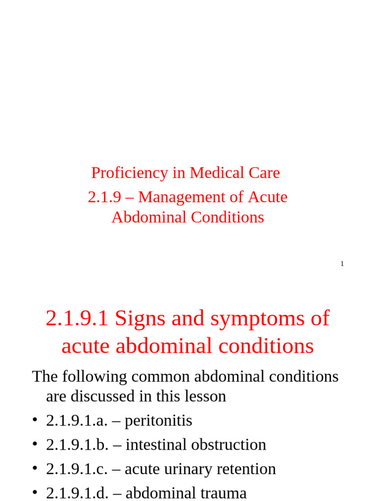 PMC - 2.1.9. - Management of Acute Abdominal Conditions | PDF | Diseases And Disorders | Medical ...