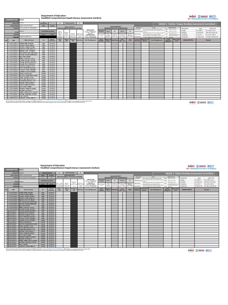 ModifiedCRLA_G2_Scoresheet_v6 | PDF | Behavior Modification ...