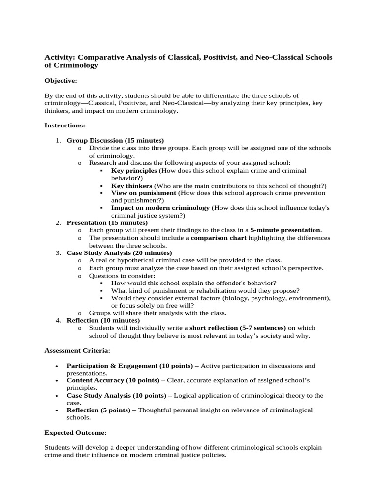 Theories Chapter 2 Activity | PDF | Criminology | Crimes